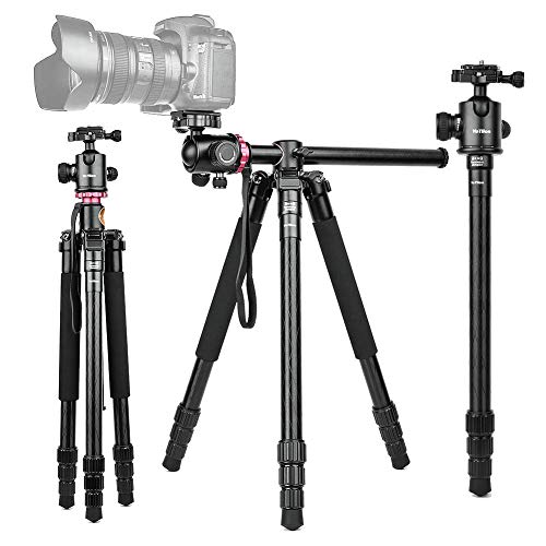 YoTilon Camera Tripod, Horizontal Tripod for Camera Professional Aluminum Alloy Travel Tripod for DSLR with 360° Ball Head Quick Release Plate, Handle Bag for Canon Nikon Sony DSLR Cameras