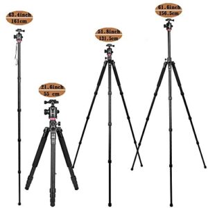 YoTilon Camera Tripod, Horizontal Tripod for Camera Professional Aluminum Alloy Travel Tripod for DSLR with 360° Ball Head Quick Release Plate, Handle Bag for Canon Nikon Sony DSLR Cameras