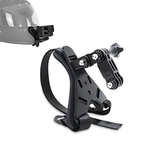 MEKNIC Motorcycle Helmet Chin Strap Mount Compatible with GoPro Hero 11,10, 9, 8, 7, (2018), 6 5 4 3 Black,Session, AKASO,Campark,SJCAM,DJI OSMO Action,YI Action Camera etc (Black Chin Mount)