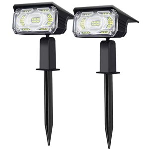 vercifo solar spot lights outdoor, 46led bright solar spotlight, ip65 waterproof solar landscape lights, auto on/off 3 brightness modes solar outdoor lights for garden walkway 2 pack cold white