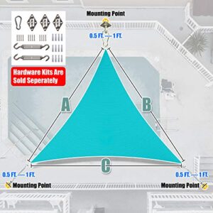 Amgo 18' x 18' x 18' Turquoise Triangle Sun Shade Sail Canopy Awning Shelter Fabric ATAPT18 - UV Block UV Resistant Heavy Duty Commercial Grade - Outdoor Patio Carport - (We Customize)