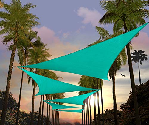 Amgo 18' x 18' x 18' Turquoise Triangle Sun Shade Sail Canopy Awning Shelter Fabric ATAPT18 - UV Block UV Resistant Heavy Duty Commercial Grade - Outdoor Patio Carport - (We Customize)