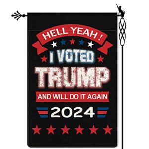 kenomi trump 2024 garden flag i voted trump garden flag america flag vertical double sided rustic farmland burlap yard lawn outdoor decor 12.5×18