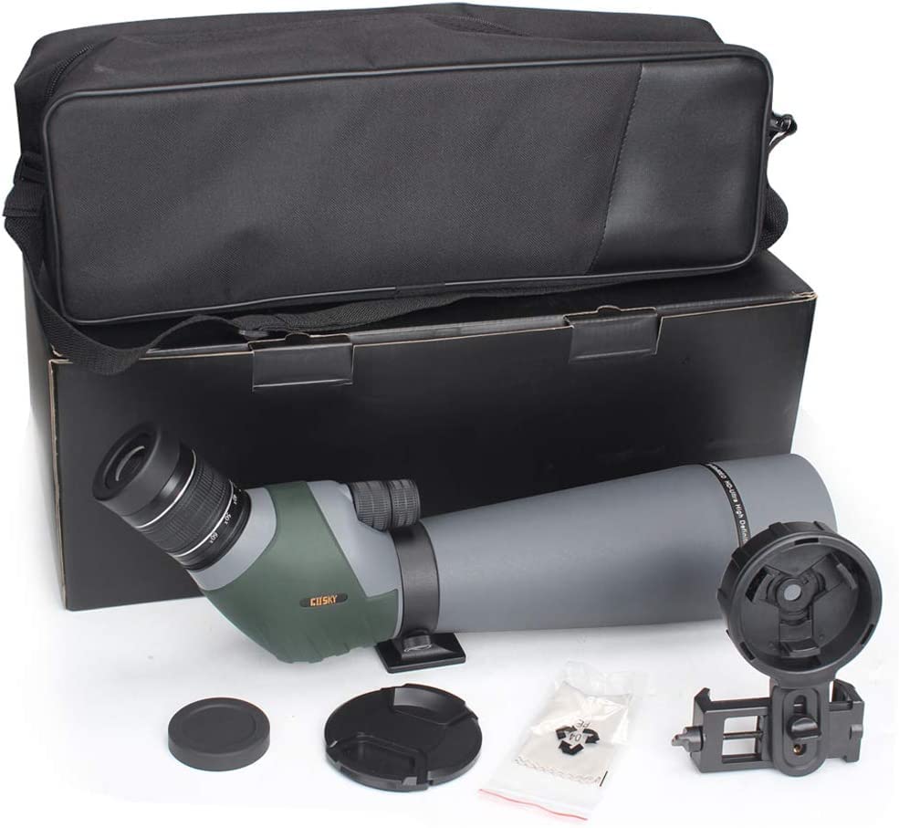 Gosky 20-60x80 Dual Focusing ED Spotting Scope - Ultra High Definition Optics Scope with Carrying Case and Smartphone Adapter for Target Shooting Hunting Bird Watching Wildlife Astronomy Scenery