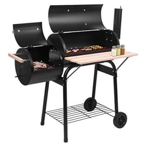 charcoal grill outdoor bbq with offset smoker thermometer and adjustable damper portable barbecure grill for outdoor garden patio and backyard cooking(ship from us)