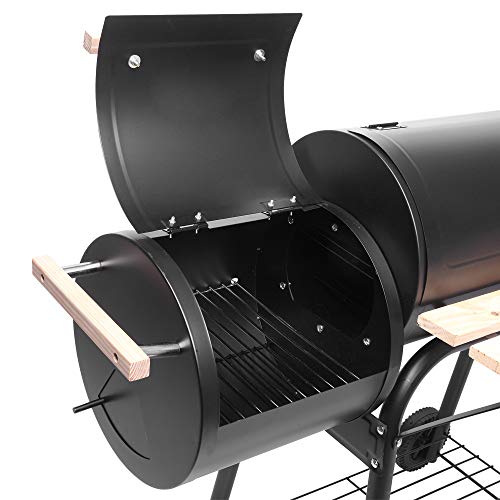 Charcoal Grill Outdoor BBQ with Offset Smoker Thermometer and Adjustable Damper Portable Barbecure Grill for Outdoor Garden Patio and Backyard Cooking(Ship from US)