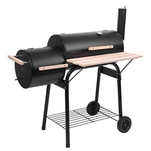 Charcoal Grill Outdoor BBQ with Offset Smoker Thermometer and Adjustable Damper Portable Barbecure Grill for Outdoor Garden Patio and Backyard Cooking(Ship from US)