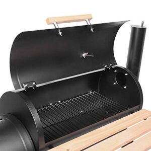 Charcoal Grill Outdoor BBQ with Offset Smoker Thermometer and Adjustable Damper Portable Barbecure Grill for Outdoor Garden Patio and Backyard Cooking(Ship from US)