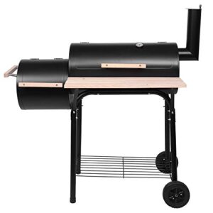 Charcoal Grill Outdoor BBQ with Offset Smoker Thermometer and Adjustable Damper Portable Barbecure Grill for Outdoor Garden Patio and Backyard Cooking(Ship from US)