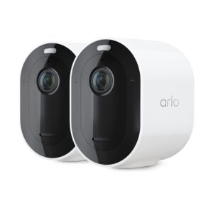 Arlo Pro 4 Spotlight Camera - 2 Pack - Wireless Security, 2K Video & HDR, Color Night Vision, 2 Way Audio, Wire-Free, Direct to WiFi No Hub Needed, White - VMC4250P