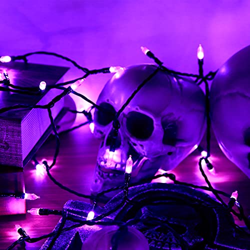 Christmas Outdoor String Lights, 40ft 100 LED Waterproof Solar Christmas Decorations ​Lights with 8 Lighting Mode, Indoor Outdoor Fairy Lights for Xmas Tree Garden Party Halloween Home Decor (Purple)