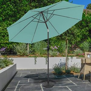 Pure Garden 50-LG1043B Patio Umbrella with Auto Tilt – 10 Ft Sun Shade with 19lb Weighted Base for Deck, Backyard, Outdoor Furniture, or Pool (Dusty Green)