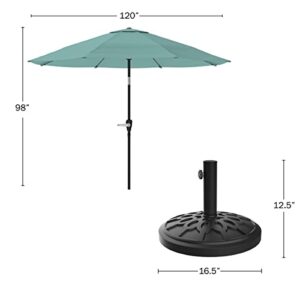 Pure Garden 50-LG1043B Patio Umbrella with Auto Tilt – 10 Ft Sun Shade with 19lb Weighted Base for Deck, Backyard, Outdoor Furniture, or Pool (Dusty Green)