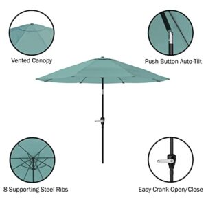 Pure Garden 50-LG1043B Patio Umbrella with Auto Tilt – 10 Ft Sun Shade with 19lb Weighted Base for Deck, Backyard, Outdoor Furniture, or Pool (Dusty Green)