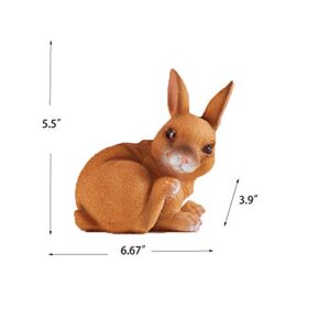 shumi Garden Statue Bunny Garden Decor-Solar Garden Statue Rabbit Solar Powered Resin Animal Sculpture for Indoor Outdoor Decorations, Patio Yard Lawn Ornaments