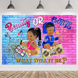 gender reveal backdrop baby shower decorations beauty or beats boy or girl he or she gender reveal party supplies hip hop 90s graffiti fresh prince princess gender reveal decorations