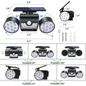 Ollivage Solar Lights Outdoor, Motion Sensor Security Lights Solar Wall Lights with Dual Head Spotlights 30 LED Waterproof 360° Adjustable Solar Motion Lights Outdoor for Garden Garage Patio, 1 Pack