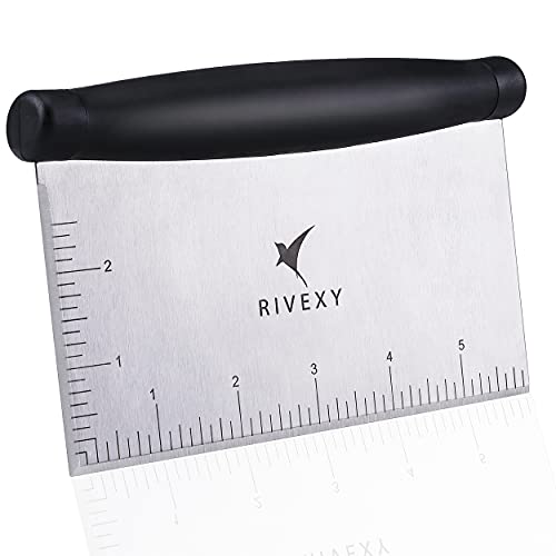 Rivexy Griddle Scraper Stainless Steel – Grill Scraper for Griddle, Griddle Scraper Tool, Flat Top Grill Scraper, Dough Scraper use for Chopping, Dicing, Cutting, Mixing Food and Cleaning