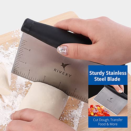 Rivexy Griddle Scraper Stainless Steel – Grill Scraper for Griddle, Griddle Scraper Tool, Flat Top Grill Scraper, Dough Scraper use for Chopping, Dicing, Cutting, Mixing Food and Cleaning