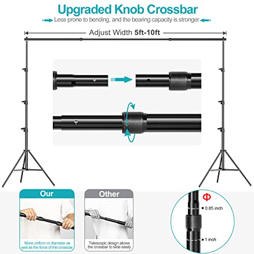 Emart 8.5x10ft Upgrated Backdrop Stand Kit, Photo Video Studio Background Support System with Adjustable Knob Crossbars, Carrying Bag for Photography, Portrait, Photoshoot, Parties, Wedding