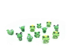 12 pcs resin mini frogs cute frog miniature figurines animals model fairy garden miniature moss landscape diy terrarium crafts ornament accessories for home décor (12 pcs)