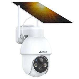 anran 2k security camera wireless outdoor, solar outdoor camera with 360° view, smart siren, spotlights, 3mp color night vision, ai human detection, 2-way talk, compatible with alexa, q3 white