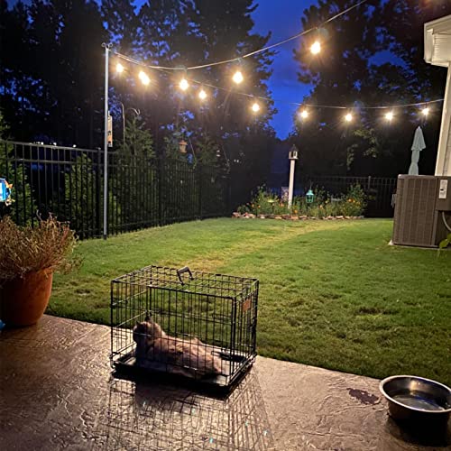 FLY HAWK Outdoor String Lights, String Light Terrace Garden Terrace Residential Cafe Wedding Decoration with 11 Feet Rust Bracket LED or Suspended Light Solar Bulb Upgrade (Stainless Steel)