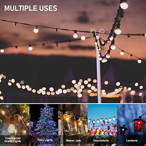 FLY HAWK Outdoor String Lights, String Light Terrace Garden Terrace Residential Cafe Wedding Decoration with 11 Feet Rust Bracket LED or Suspended Light Solar Bulb Upgrade (Stainless Steel)