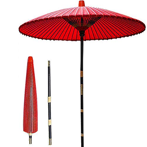 PARASOL LZPQ red Garden Umbrella, Japanese Retro Oil Paper Umbrella for Decoration Pool Beach Patio Sunscreen