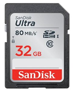 sandisk ultra 32gb class 10 sdhc uhs-i memory card up to 80mb/s (sdsdunc-032g-gn6in)