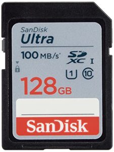 sandisk 128gb ultra sdxc uhs-i memory card – 100mb/s, c10, u1, full hd, sd card – sdsdunr-128g-gn6in