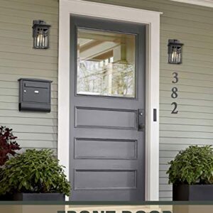 Dusk to Dawn Sensor Outdoor Wall Sconces - HWH Exterior Wall Mount Light Fixture Matte Black, 2-Pack Porch Lights for Garage, Doorway, Balcony, Garden, 5HD27B-PC-2PK BK