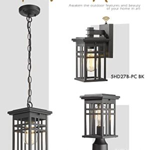 Dusk to Dawn Sensor Outdoor Wall Sconces - HWH Exterior Wall Mount Light Fixture Matte Black, 2-Pack Porch Lights for Garage, Doorway, Balcony, Garden, 5HD27B-PC-2PK BK