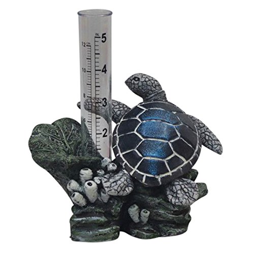 The Crabby Nook Small Rain Gauge Outdoor Garden Decor Guage for Deck or Yard Rain Water Catcher Gages Outdoors (Sea Turtle)