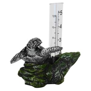 The Crabby Nook Small Rain Gauge Outdoor Garden Decor Guage for Deck or Yard Rain Water Catcher Gages Outdoors (Sea Turtle)