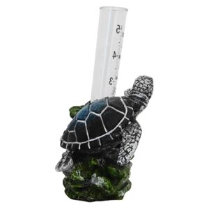 The Crabby Nook Small Rain Gauge Outdoor Garden Decor Guage for Deck or Yard Rain Water Catcher Gages Outdoors (Sea Turtle)