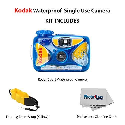 Kodak Sport Waterproof Single Use Camera with Floating Strap and Cloth