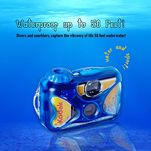 Kodak Sport Waterproof Single Use Camera with Floating Strap and Cloth