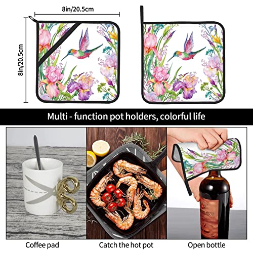 Garden with Birds and Flowers Heat Resistant Non-Slip Pot Holder, Professional Oven hot pad Gloves for Cooking, Baking, and Grilling