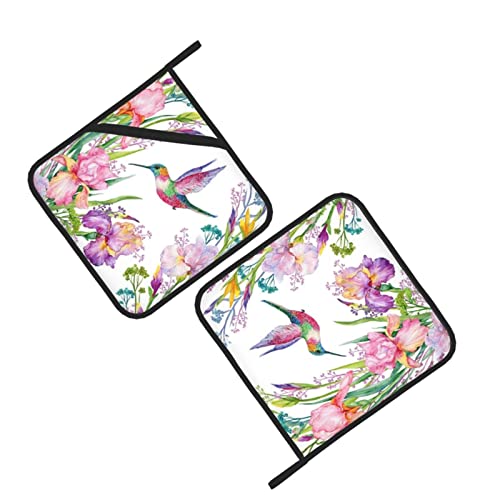 Garden with Birds and Flowers Heat Resistant Non-Slip Pot Holder, Professional Oven hot pad Gloves for Cooking, Baking, and Grilling