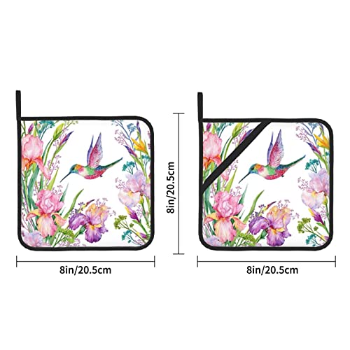 Garden with Birds and Flowers Heat Resistant Non-Slip Pot Holder, Professional Oven hot pad Gloves for Cooking, Baking, and Grilling