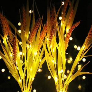 x-giftkey solar stake lights outdoor decorative, 2 pack wheat ear led garden lights,mom’s garden gift waterproof flower lamp, solar landscape light for garden yard patio pathway decor(yellow)