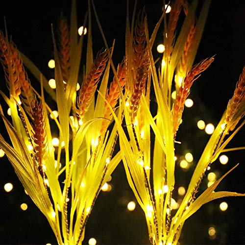 X-GiftKey Solar Stake Lights Outdoor Decorative, 2 Pack Wheat Ear LED Garden Lights,Mom's Garden Gift Waterproof Flower Lamp, Solar Landscape Light for Garden Yard Patio Pathway Decor(Yellow)