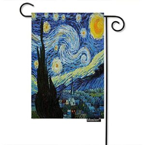 moslion van gogh garden flags double sided classic arts starry night farmhouse sky moon yard flag 12.5×18 inch burlap banners home decorative outdoor villa