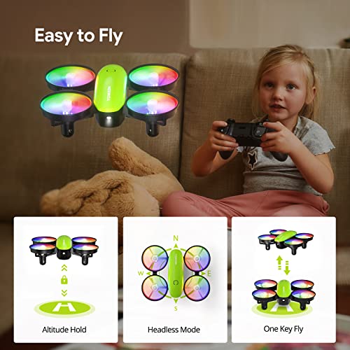 Tomzon A23 Mini Drone for Kids with LEDs, Kids Drone with High Speed Rotation, Throw to Go and 3D Flip, Toy Drone with Circle Fly, Headless Mode, 3 Speeds, 2 Batteries