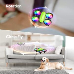 Tomzon A23 Mini Drone for Kids with LEDs, Kids Drone with High Speed Rotation, Throw to Go and 3D Flip, Toy Drone with Circle Fly, Headless Mode, 3 Speeds, 2 Batteries