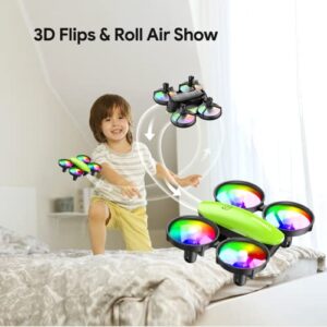 Tomzon A23 Mini Drone for Kids with LEDs, Kids Drone with High Speed Rotation, Throw to Go and 3D Flip, Toy Drone with Circle Fly, Headless Mode, 3 Speeds, 2 Batteries