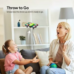 Tomzon A23 Mini Drone for Kids with LEDs, Kids Drone with High Speed Rotation, Throw to Go and 3D Flip, Toy Drone with Circle Fly, Headless Mode, 3 Speeds, 2 Batteries