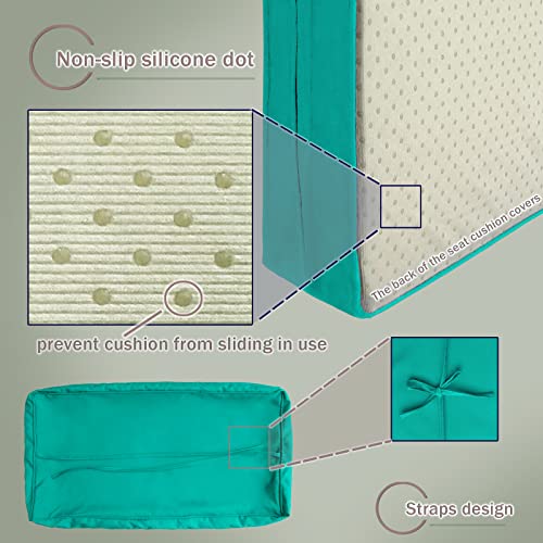 Outdoor Cushion Slipcovers, Water-Resistant Outdoor Patio Cushion Covers Replacement, Anti-Slip Cushion Covers for Patio Furniture with Invisible Zipper(Covers Only)