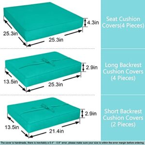 Outdoor Cushion Slipcovers, Water-Resistant Outdoor Patio Cushion Covers Replacement, Anti-Slip Cushion Covers for Patio Furniture with Invisible Zipper(Covers Only)